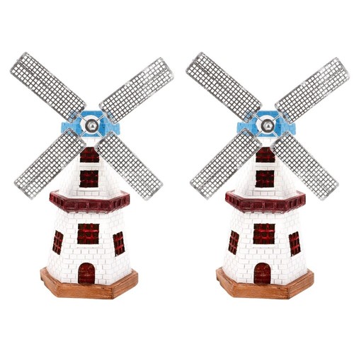 2 Count Windmill Decoration Desktop Resin Crafts Nostalgia | eBay