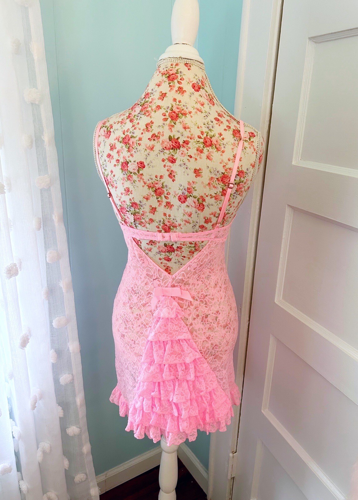 Victorias Secret The Lacie Pink Ruffled Lingerie Negligee Nightgown ...