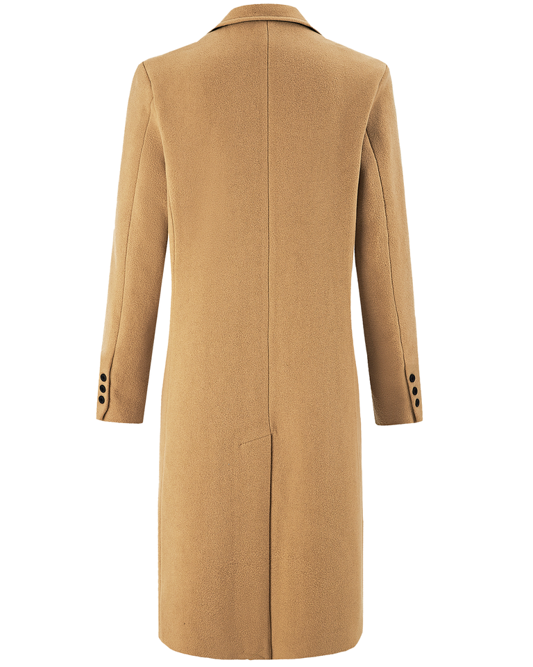 Mens Camel Wool Cashmere Bond Overcoat Long Winter Coat Covert Jacket ...