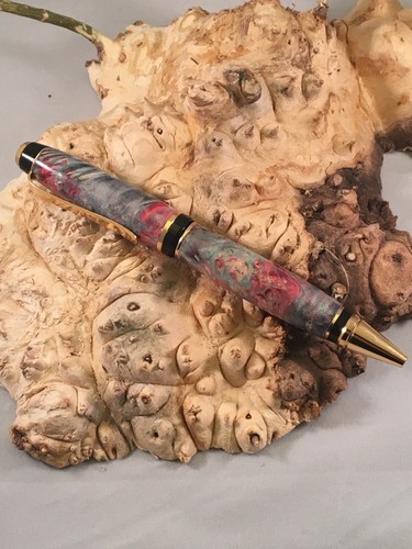 Handmade - Hand Turned Double Dyed Stabilized Box Elder Burl Twist Pen | eBay