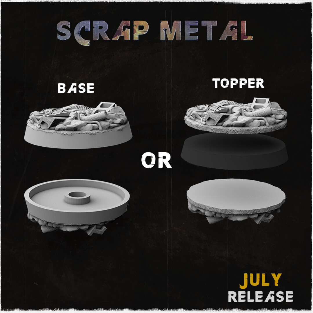 Scrap Metal Bases - 25/32/40mm+ Resin Bases & Toppers - Custom Grimdark ...