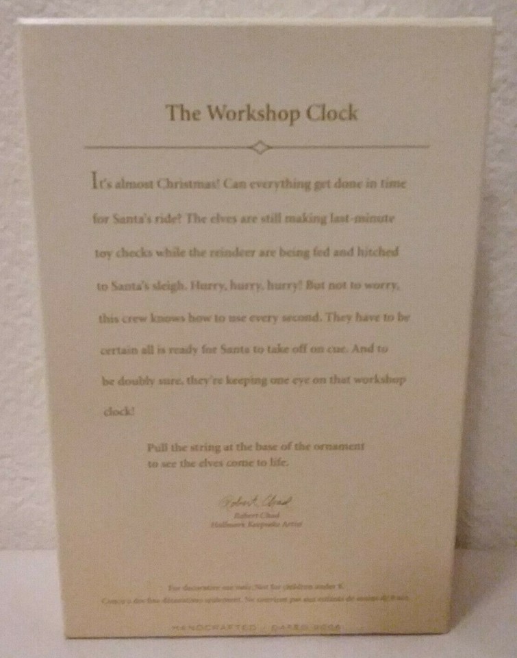 Hallmark 2006 The Workshop Clock Ornament NRFB VSDB Magic Pull-String ...