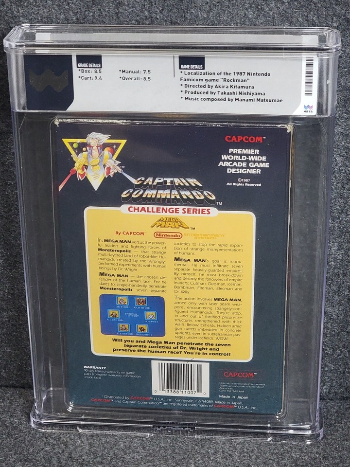 NES MEGA MAN Dr. Wright Wata 8.5 Complete CIB Box 1st Print Commando ...