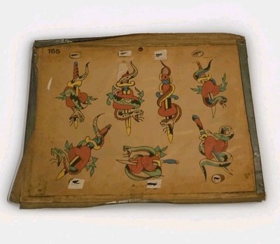 Rare Vintage 1960s Traditional Huck Spaulding Tattoo Shop Flash Sheet ...