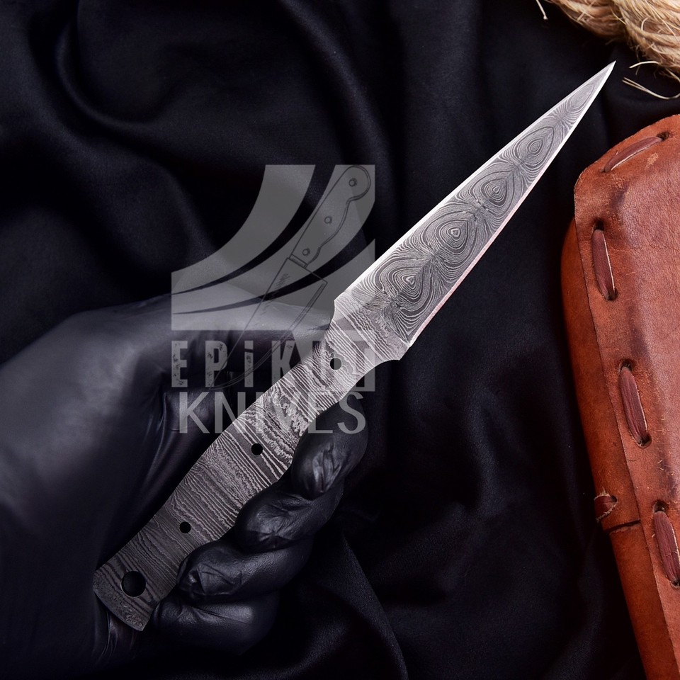 8’' Handmade Damascus Steel Blank Blade–Custom Knife Making Sharp Edge ...