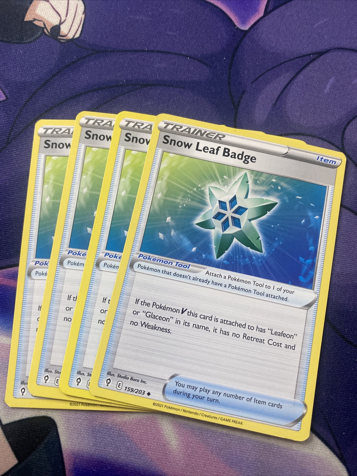 Pokemon TCG Evolving Skies 4x Playset Snow Leaf Badge 159/203 | eBay