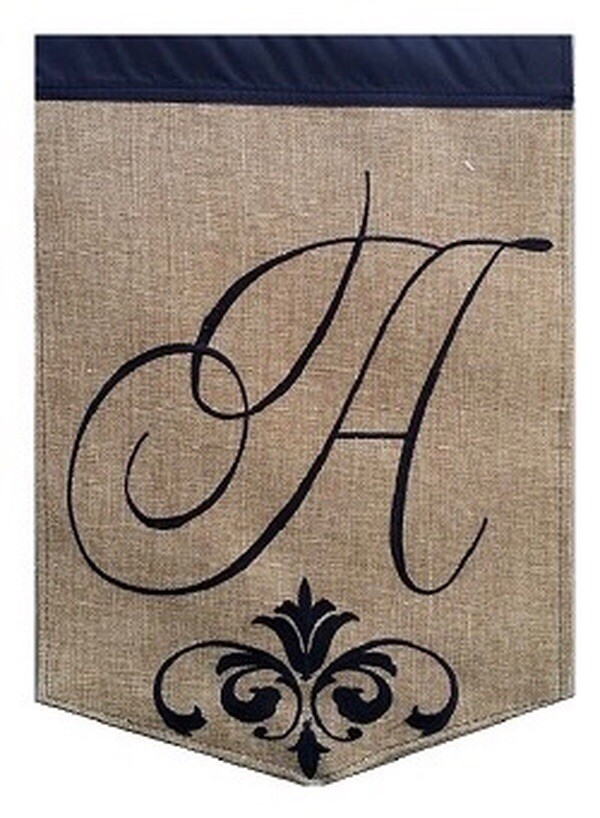 Magnolia Lane Monogram “A” Garden Flag-Burlap Double Sided Appliquéd-13 ...