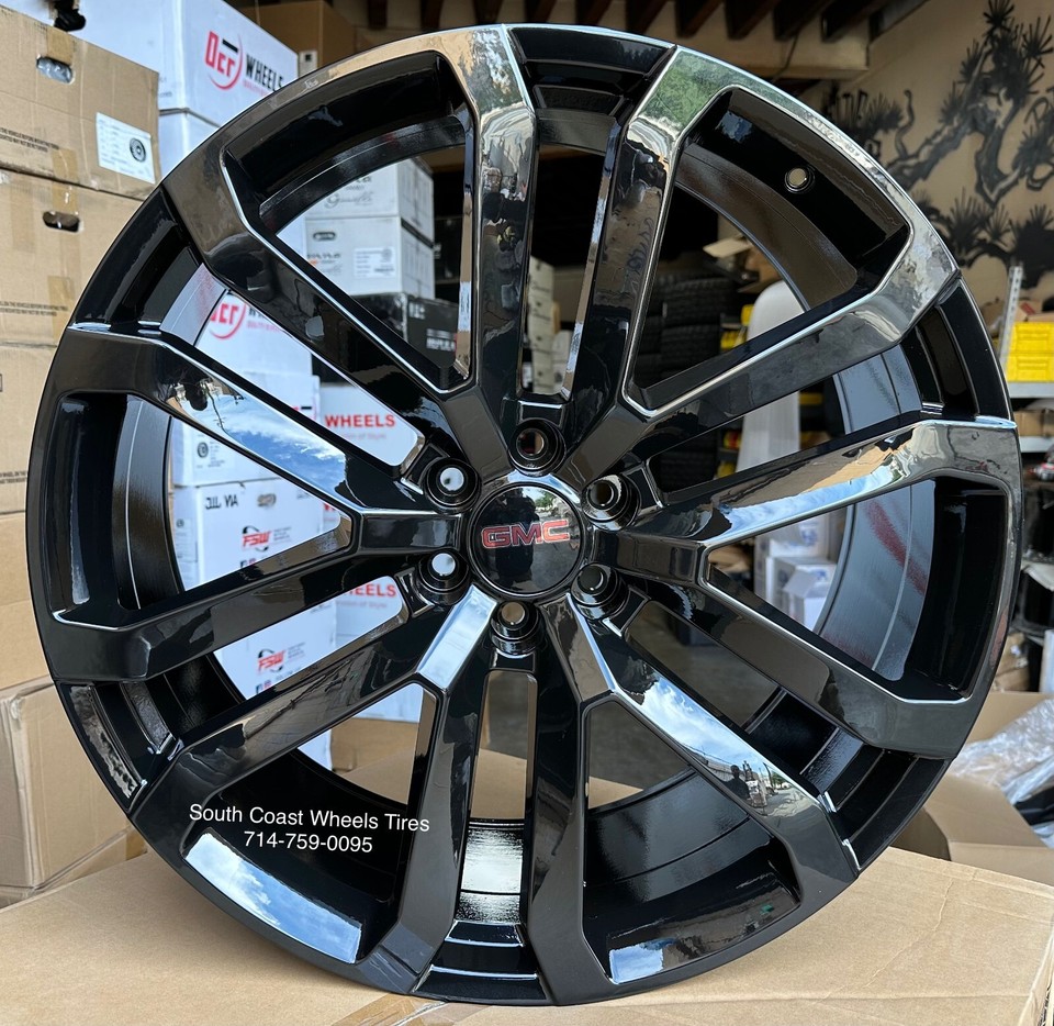 26" inch FR95 BLACK WHEELS fits GMC Sierra Yukon CHEVY Silverado Tahoe ...