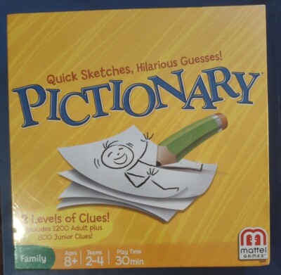New Pictionary Family Board Game Mattel Games Factory NEW SEALED 2013 ...