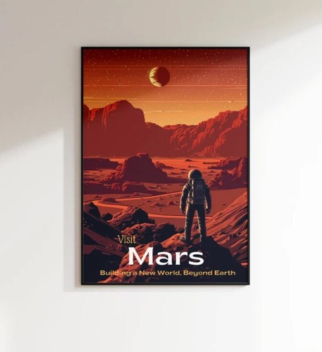 Retro Mars Travel Poster - Vintage NASA Space Art Print, Interplanetary ...