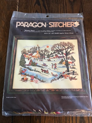 1980 PARAGON STITCHERY Unopened Crewel Kit 0515 WINTER DAYS Designer ...
