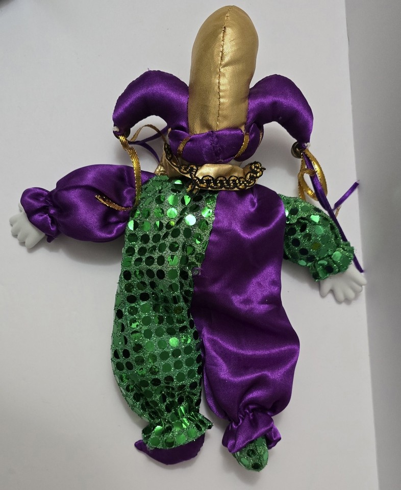 NEW ORLEANS jester porcelain clown doll vintage Purple Polka Dot | eBay