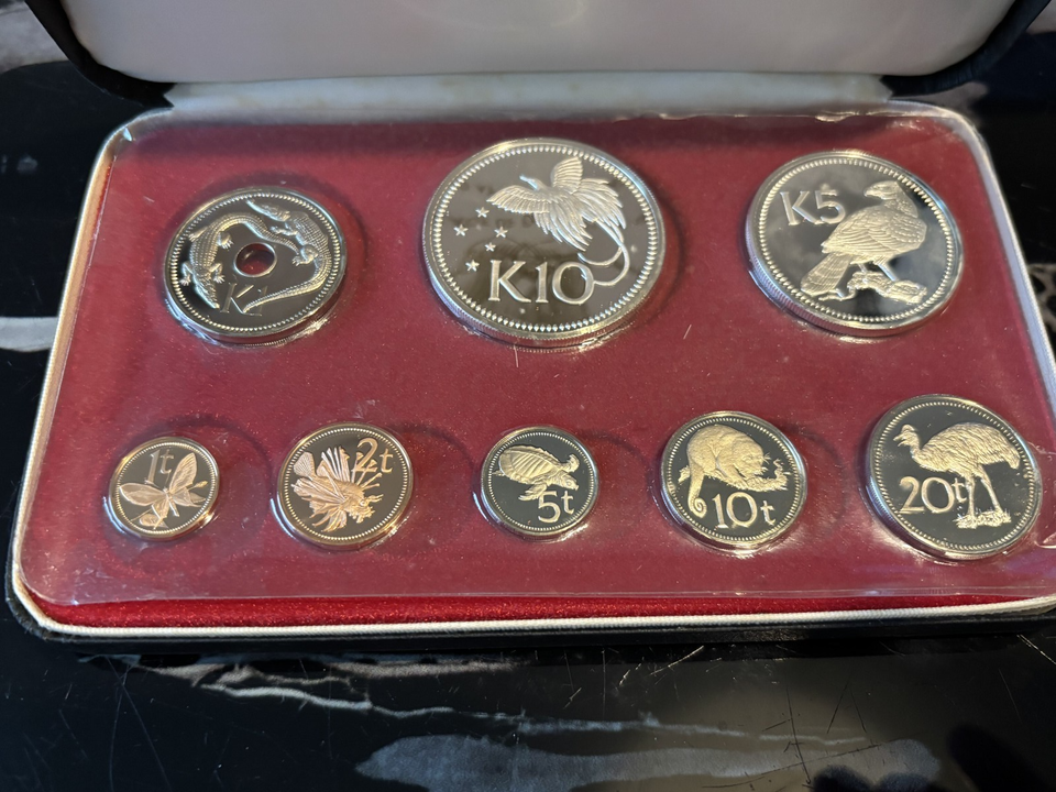 1975 PAPUA NEW GUINEA FRANKLIN MINT PROOF COIN SET 8 COINS SEALED 77g ...