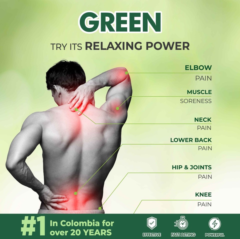 3-Pack Green Pain Relief and Recovery Menthol Eucalyptus Arnica ROLL-ON ...