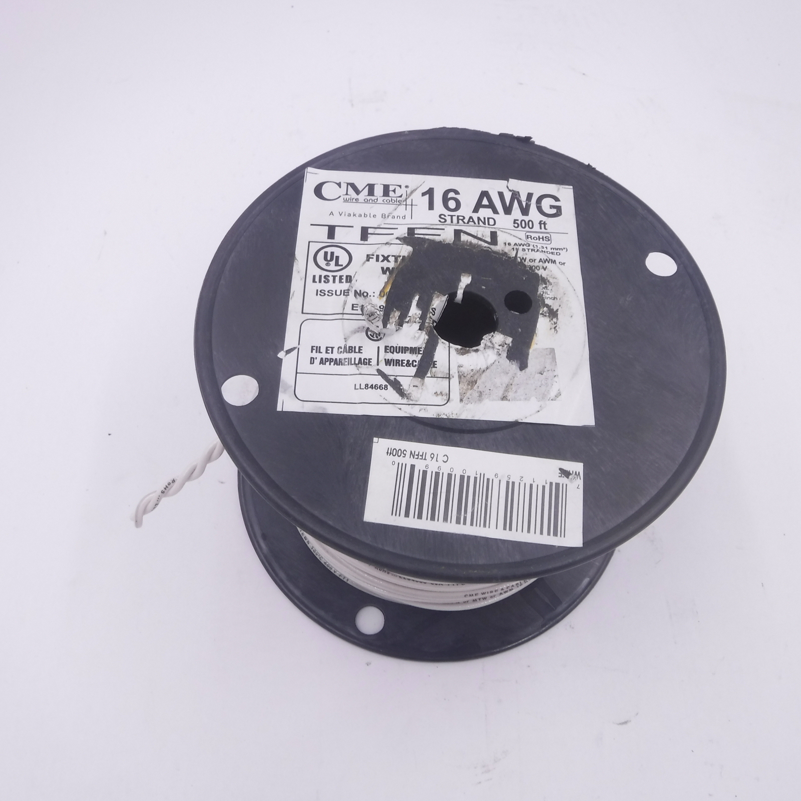500' of CME Wire & Cable 16 AWG Stranded TFFN MTW 600V White | eBay