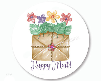 Happy Mail Flowers Envelope Scrapbook Stickers Envelope Seals Floral ...