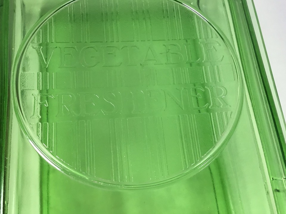 vintage Uranium glass green refrigerator vegetable freshener lid rare ...
