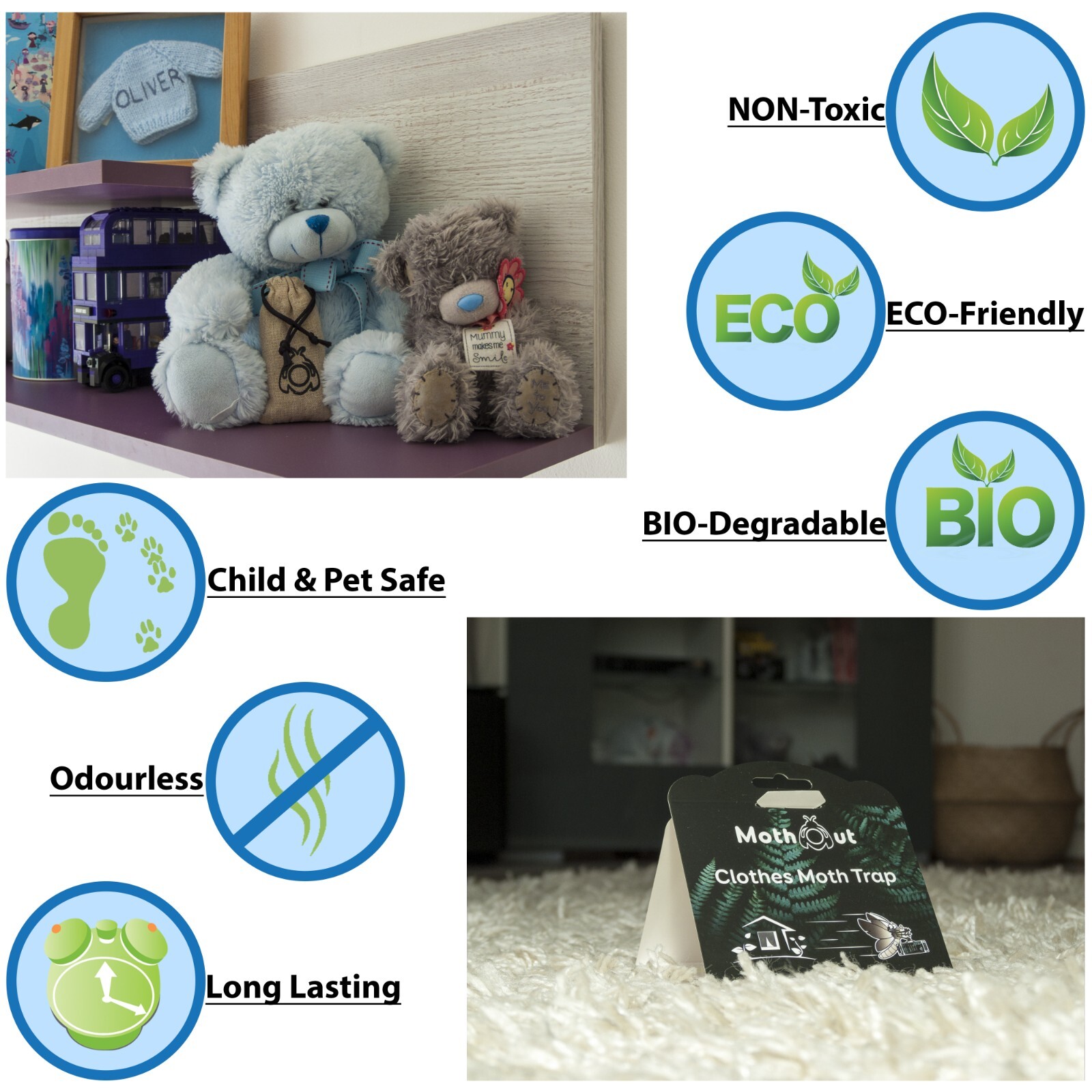 MothOut Pheromone Clothes Moth Traps, Carpet Moth Killer + Anti Moth ...