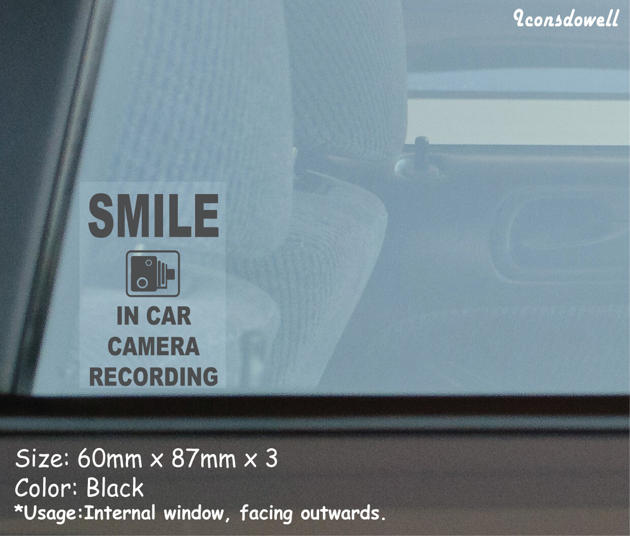 3 X SMILE IN CAMERA RECORDING Car Security Stickers Anti Theft Decal ...