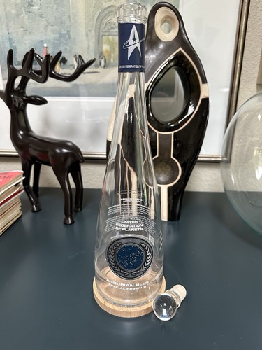 Star Trek Wines Empty Bottle UFP Andorian Blue Metal Medallion + Glass ...