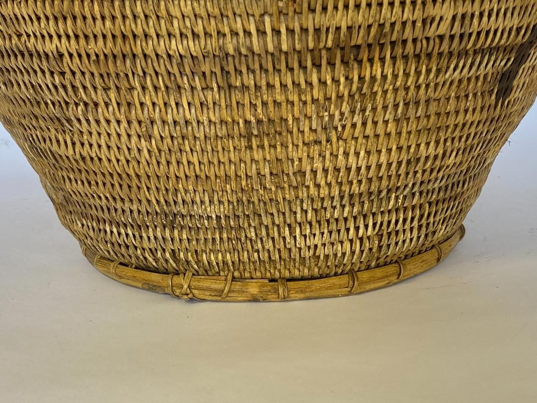 LARGE Indonesian IFUGAO Lidded Rattan RICE STORAGE BASKET with Lizards ...
