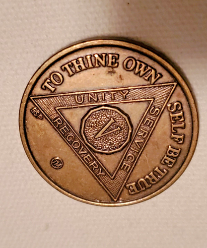 Alcohol AA V 43 Years Recovery Challenge Coin Token To Thine Own Self ...
