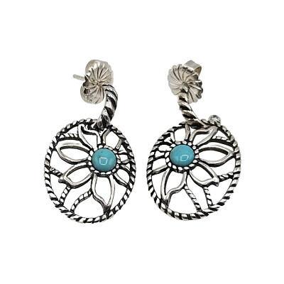 Carolyn Pollack Relios Sterling Silver 925 Turquoise Flower Drop ...