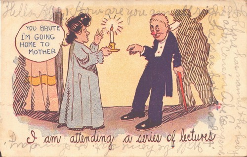 Antique Postcard Humor You Brute I;m Going Back To Mother 1907 ATF Co ...