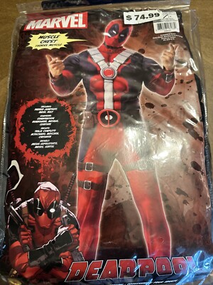 Marvel Deadpool Costume Adult Medium Padded Chest Mask Belt | eBay