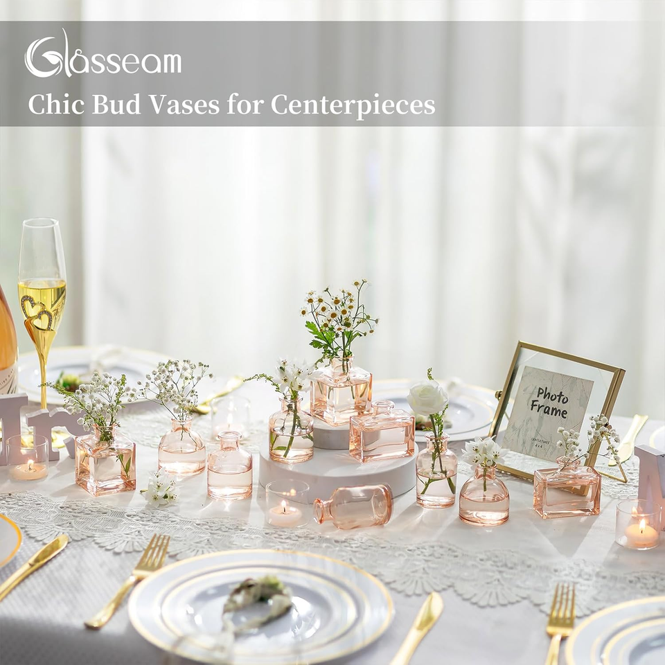 Florero de vidrio ámbar: mini floreros pequeños para centros de mesa | eBay