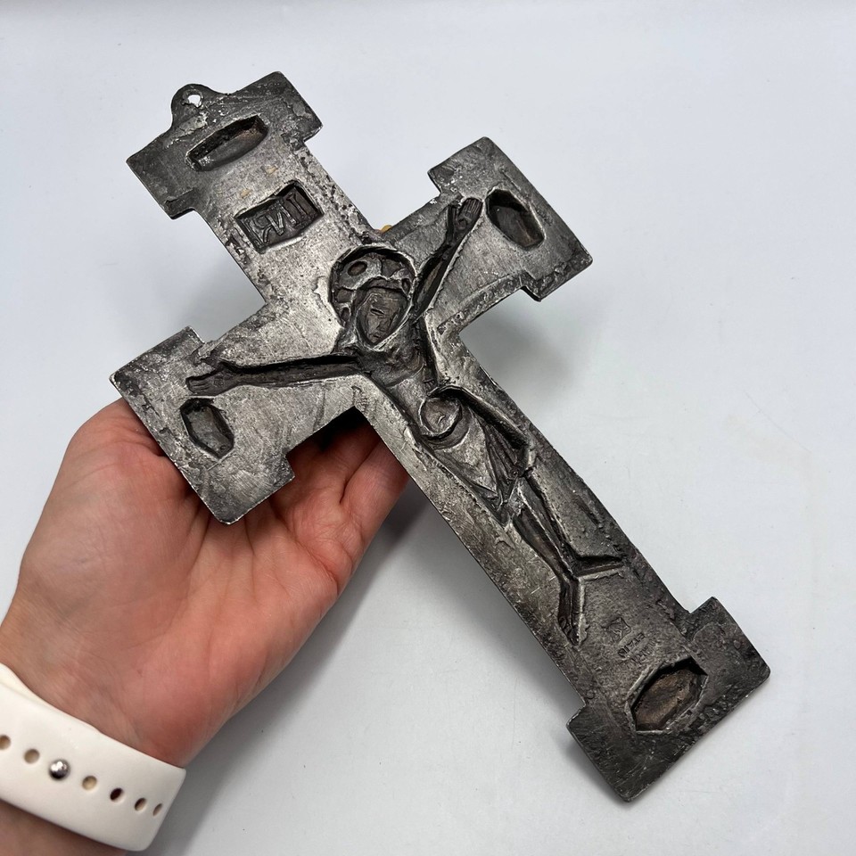 INRI Metal Pewter Cast ART Wall Cross Crucifix Christian Religious ...