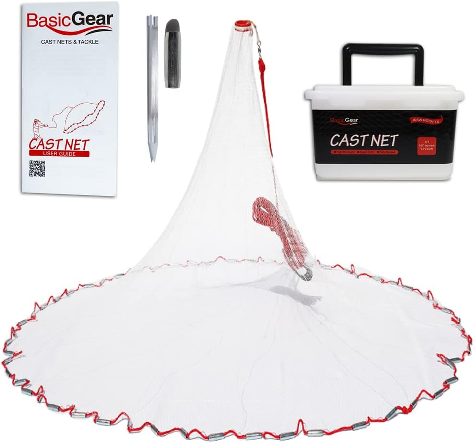Cast Net | 3Ft-12Ft Radius, 3/8 or 1/4 Inch Mesh for Freshwater and ...