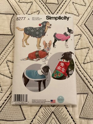 SIMPLICITY CRAFT PATTERN 8277 DOG COATS HAT SIZES SMALL MED LARGE UNCUT NEW | eBay