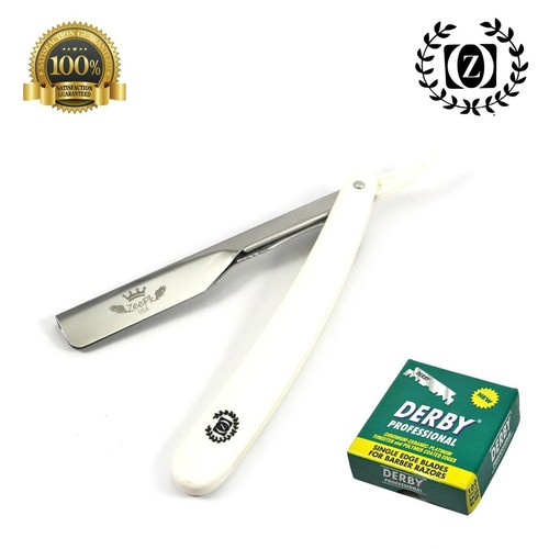 BEARD CUT THROAT MEN BARBER SHAVETTE STRAIGHT SHAVING RAZOR + 100 DERBY ...