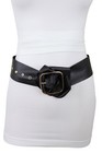 Women Black Extra Long Pretty Collection Fashion Belt Gold Metal Buckle ...