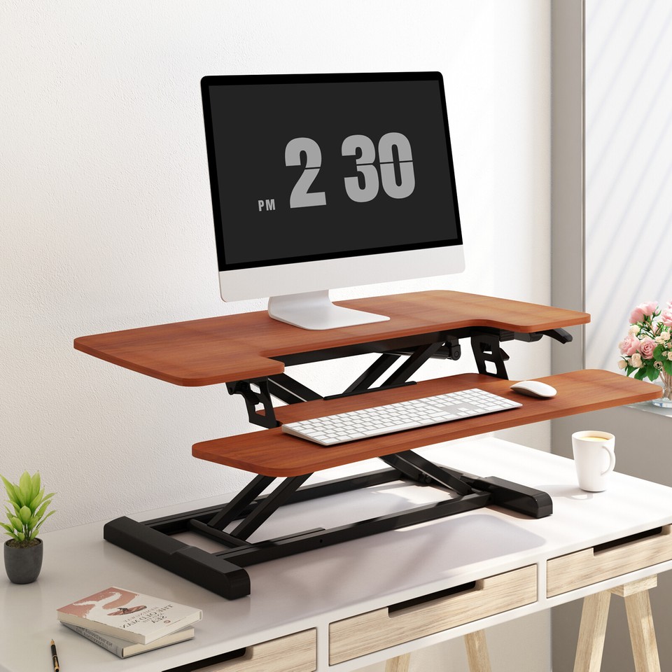 FLEXISPOT Standing Desk Converter 35'' Height Adjustable with Keyboard ...