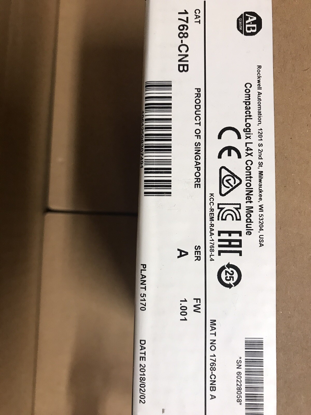 Allen Bradley 1768-CNB CN8 Compact Logic L4 ControlNet Interface Bridge ...