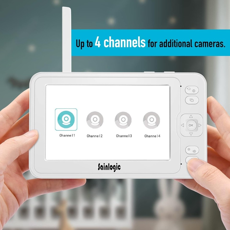 Sainlogic High Tech 5" LCD HD 1080P Night Vision Talk-Back Baby Monitor ...