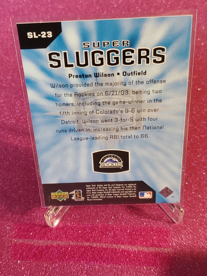 2004 Upper Deck Sluggers Insert Preston Wilson #SL-23 Colorado Rockies ...