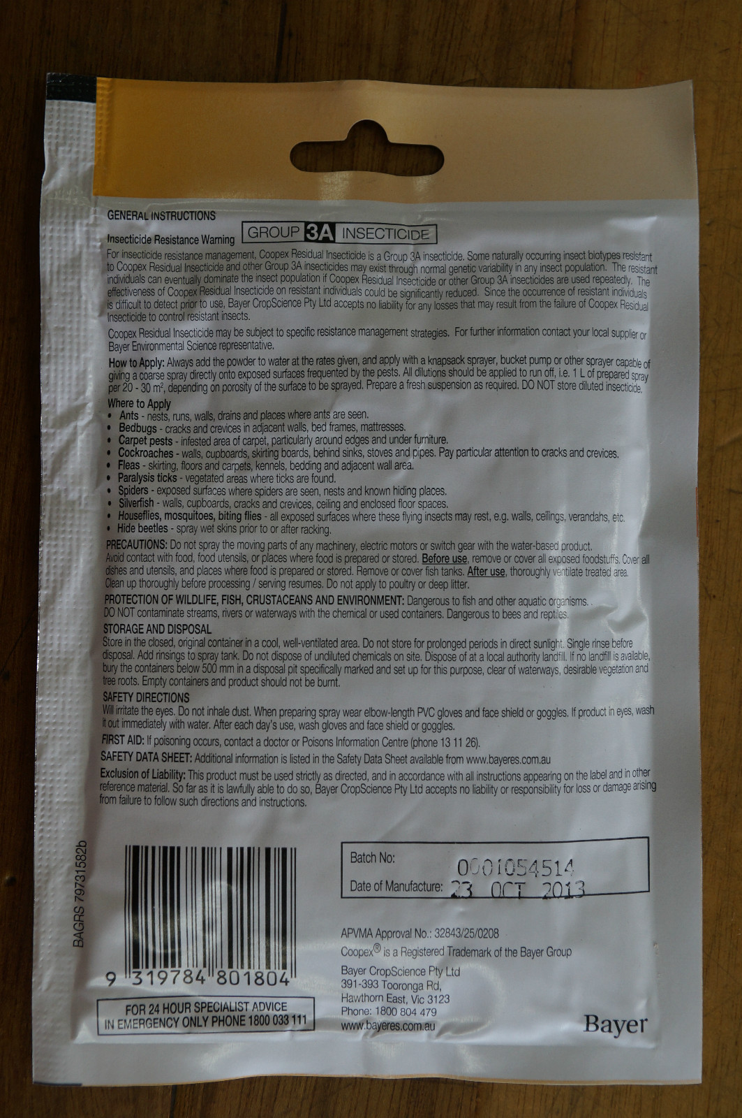 Coopex Residual Insect Spray by Bayer 25g Permethrin (250g/kg) | eBay