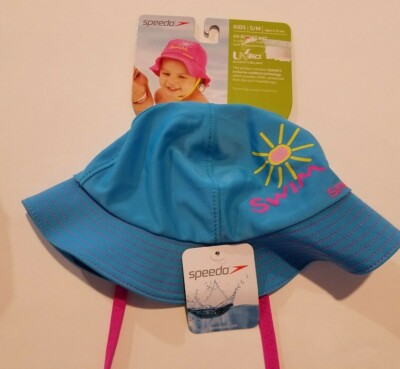 Infant Unisex Speedo Brand Blue White Pink Sun UV Bucket Hat Size S/M ...