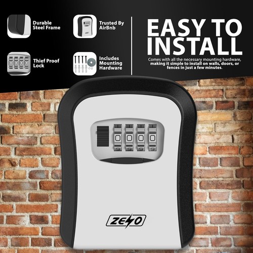 WALL MOUNTED KEY SAFE 4 DIGIT COMBINATION KEY SAFE OUTDOOR SECURITY KEY ...
