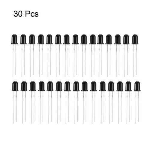 30pcs 5mm 940nm Infrared Receiver Diode DC1.2-1.3V LED IR Black Round ...