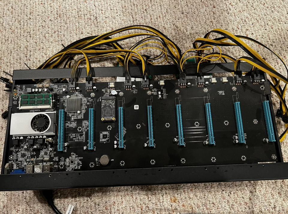 Crypto Mining Rig 8 Gpu Slot Miner Motherboard 16 Power Cables X3 750w ...