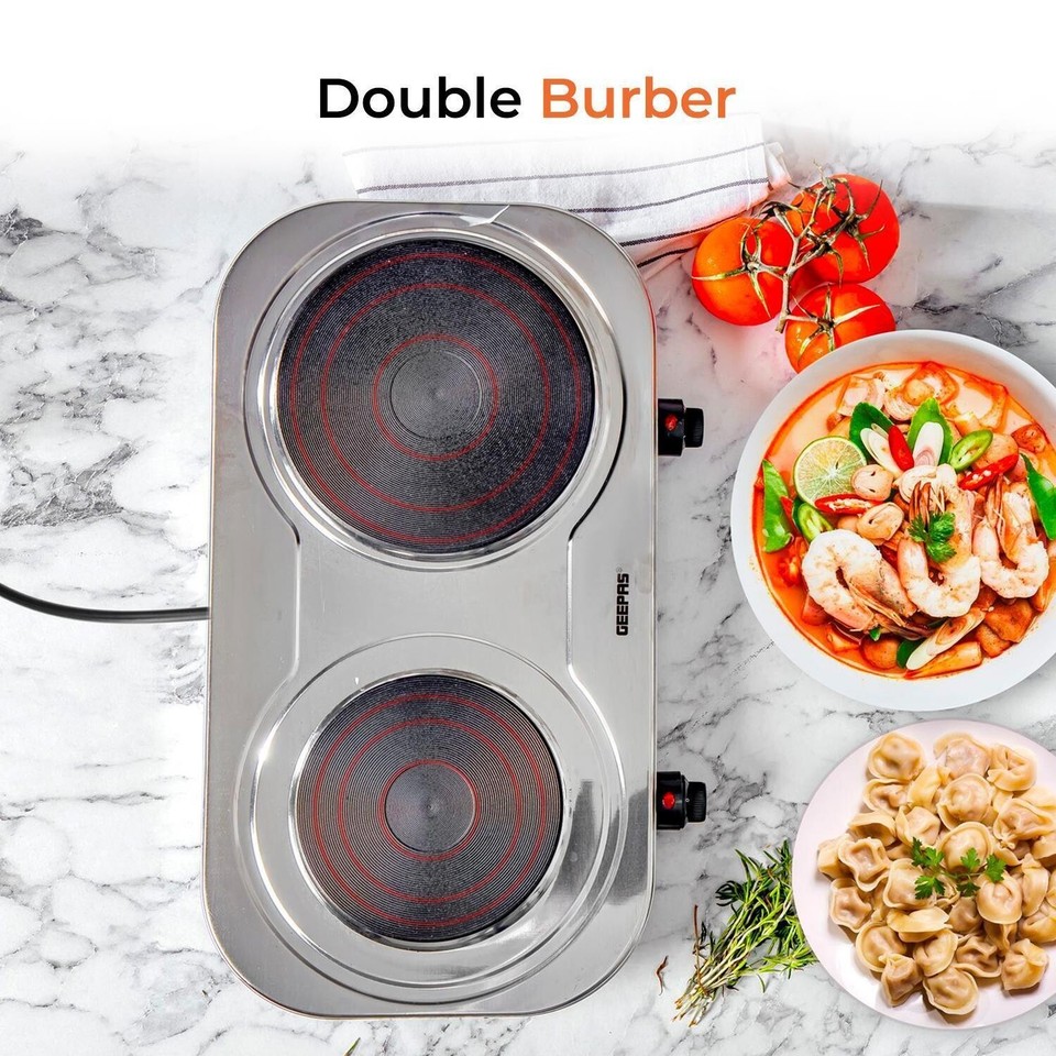 Hot Plate Electric Cooker Double Portable Powerful Table Top Hob 2500W ...