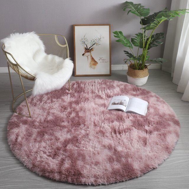 Plush Round Rug Fluffy White Carpets for Living Room Soft Home Decor ...
