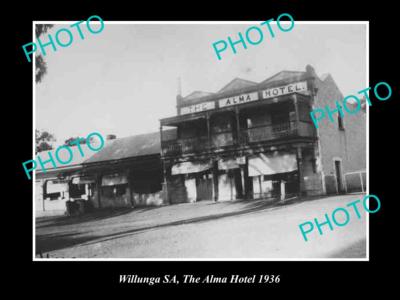 LARGE OLD HISTORICAL PHOTO OF WILLUNGA SA VIEW OF THE ALMA HOTEL c1936 ...