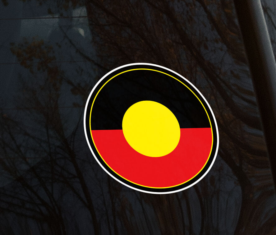 Aboriginal Flag Koori Murri Round Vinyl Sticker 100 x 100mm +BONUS FREE ...