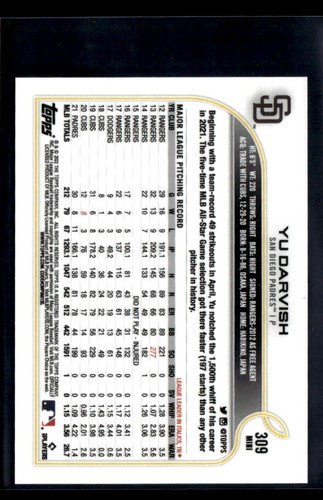 2022 Topps Mini #309 Yu Darvish | eBay