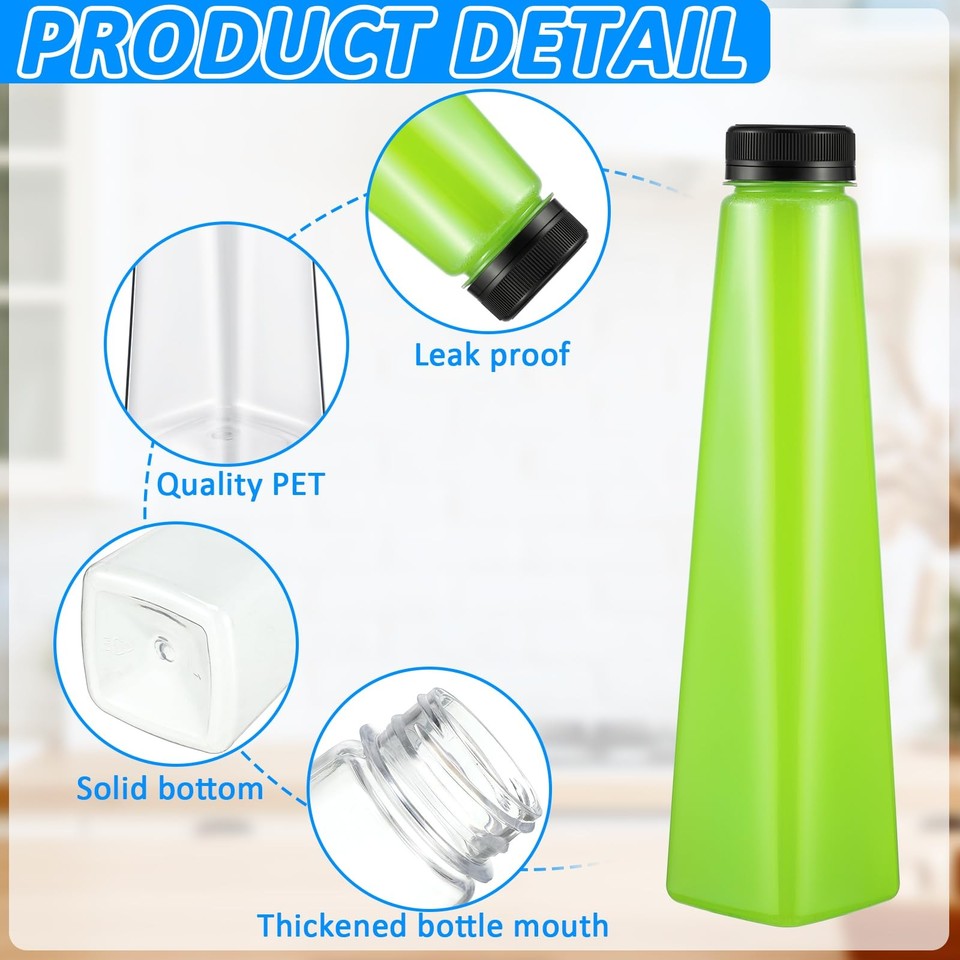 100 Pcs Plastic Juice Bottles with Caps Empty Reusable Beverage ...